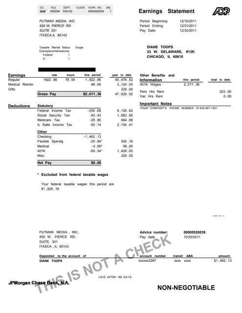 Pay Stub Sample | PDF