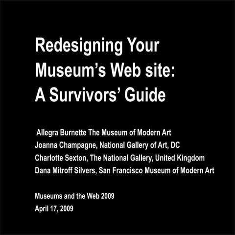 Redesigning Your Museum’s Web site: A Survivor’s Guide | PDF