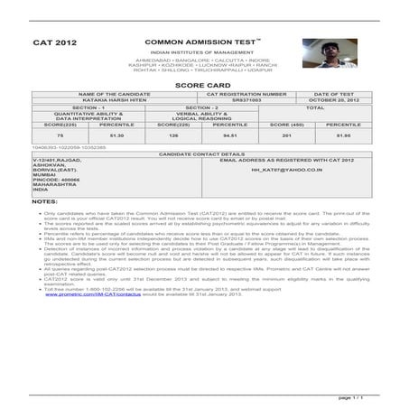 GPAT-SCORE CARD | PDF