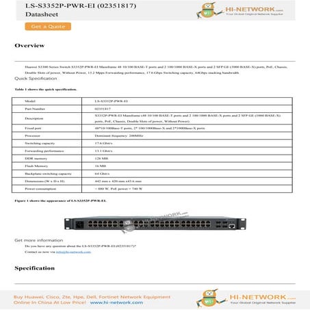 huawei-ls-s3352p-pwr-ei-brochure-datasheet.pdf | Computer Networking | Computing