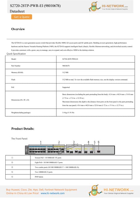 huawei-s2720-28tp-pwr-ei-l-brochure-datasheet.pdf | Computer Networking | Computing