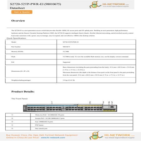 huawei-s2720-52tp-pwr-ei-brochure-datasheet.pdf | Computer Networking | Computing