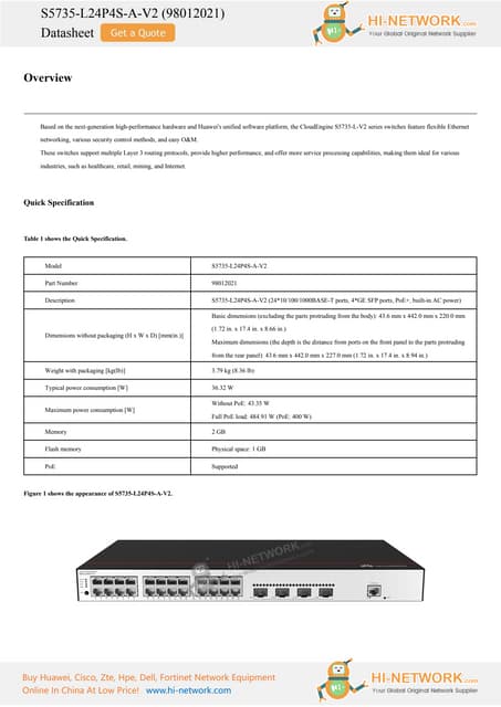 huawei-s5735-l24p4xe-a-v2-brochure-datasheet.pdf | Computer Networking | Computing