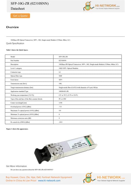 cisco-sfp-10g-zr-datasheet.pdf | Computer Networking | Computing