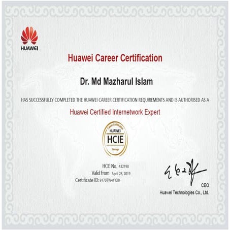 Huawei certified Internetwork Expert certificate | PDF | Internet ...