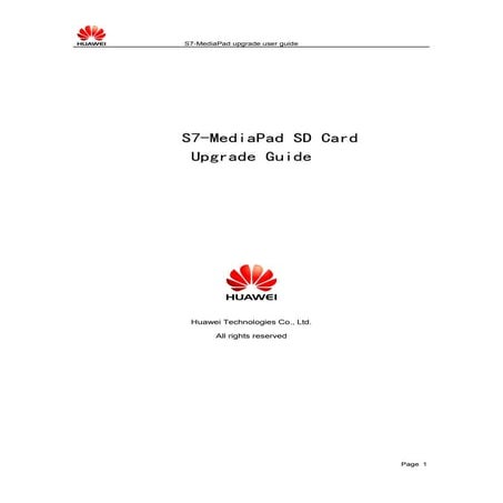 Huawei media pad sd card upgrade user guide | PDF