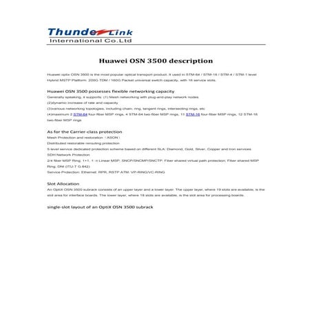 Huawei osn 3500 description | PDF