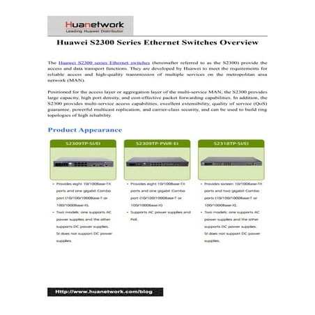 Huawei S2300 Series Ethernet Switches Overview Doc Telecommunications Industry Industries