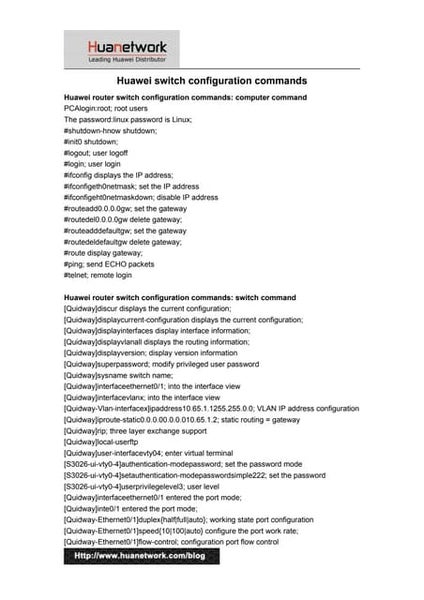 Cisco Vs Huawei Cli Commands