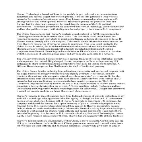 Huawei technologies problems and solutions | DOCX
