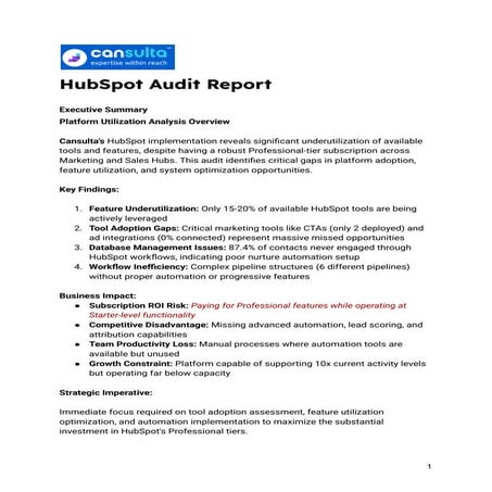 [SAMPLE] Comprehensive HubSpot Audit Report - 2 : Client Name ...