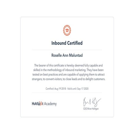 Hubspot Inbound Certification - Roselle Ann Maluntad | PDF | Business ...