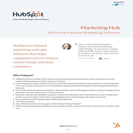 Hubspot Marketing Software Datasheet Template | PDF