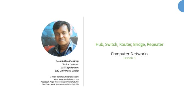Hub, switch, router, bridge & and repeater | PDF
