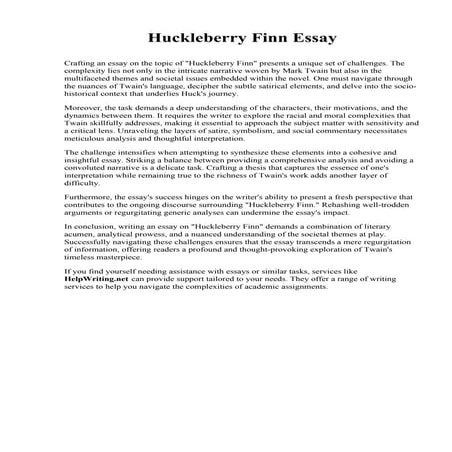 Huckleberry Finn Essay. Air Force Institute of Technology | PDF