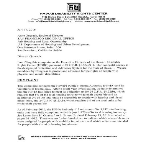 HUD Complaint Disability Accommodations | PDF