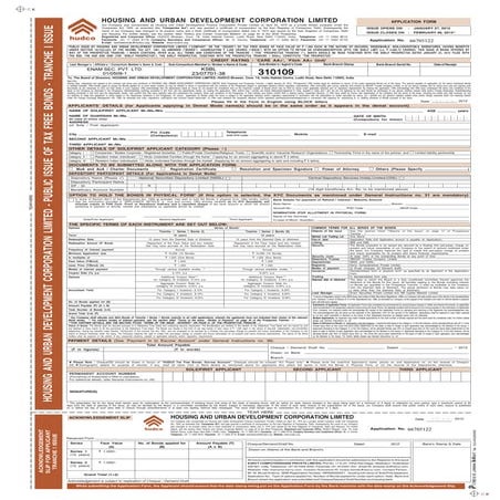Hudco tax free bond application form | PDF