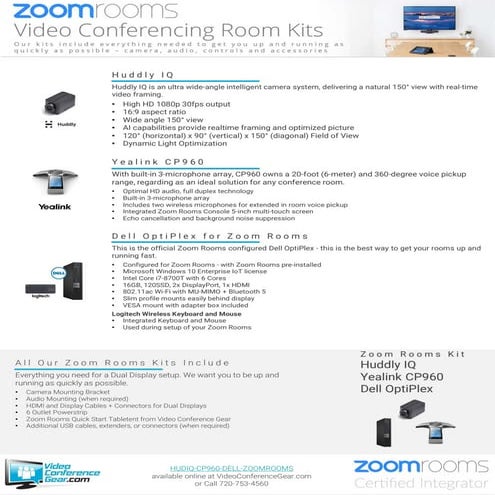 Zoom Rooms Kit from Video Conference Gear featuring the Huddly IQ and ...