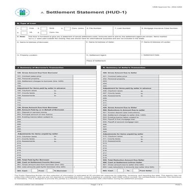 Blank Form Hud Settlement Statement | PDF