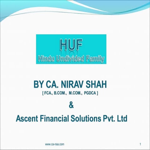 Huf & tax planning | PPT