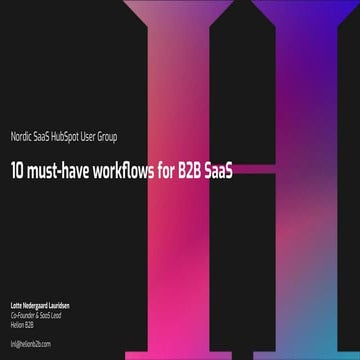 HUG: 10 Must-Have Workflows for B2B SaaS. | PPT