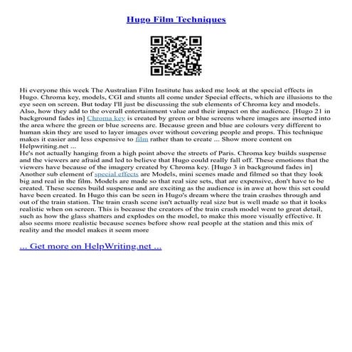 Hugo Film Techniques | PDF