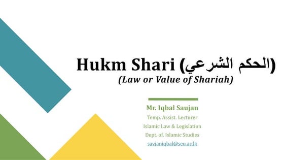 Introduction to Usul Fiqh : al hukm al-sharii | PPT