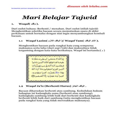 Hukum tajwid tanda baca | PDF