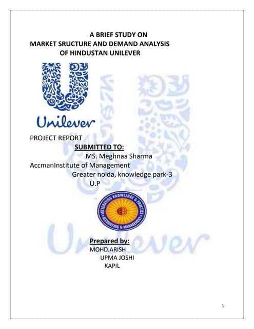 Presentation on Hindustan Unilever Limited ,HUL | PPT