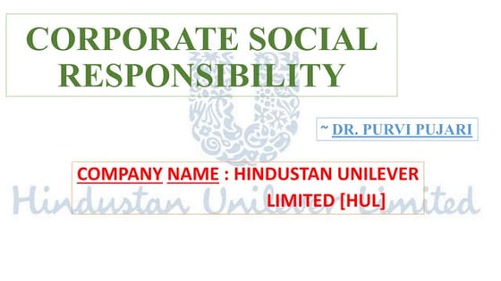 Hindustan unilever limited(HUL) - CSR Activities | PPTX | Business ...