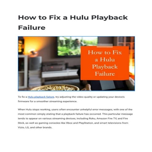 How to Fix a Hulu Playback Failure | PDF