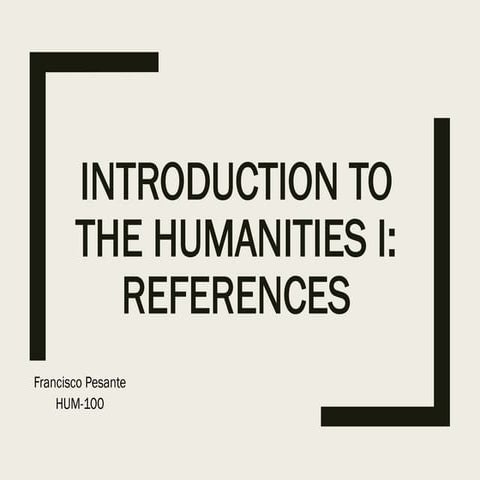 Introduction to the Humanities I: References | PDF