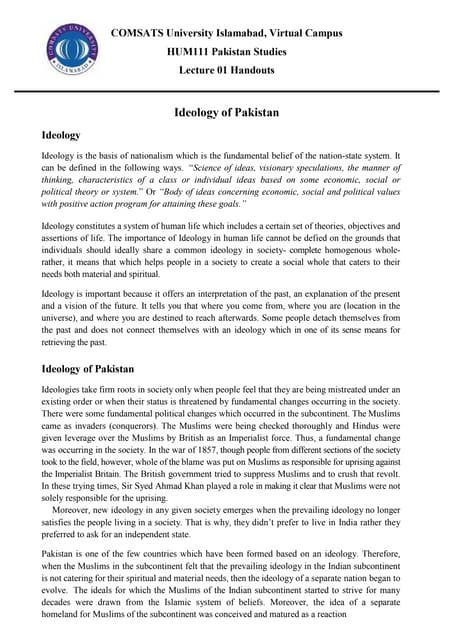 Pakistan studies for class 9th Notes | PDF