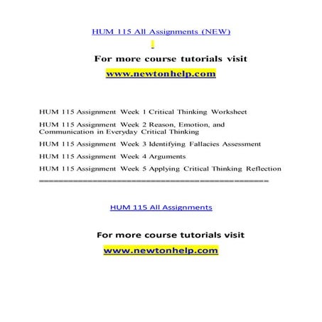 HUM 115 Learn/newtonhelp.com