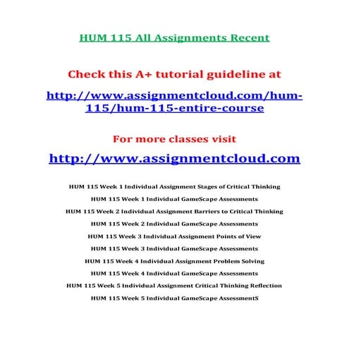 HUM 115 Entire Course NEW | DOCX