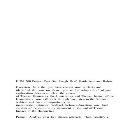 HUM 200 Project Part One | DOCX