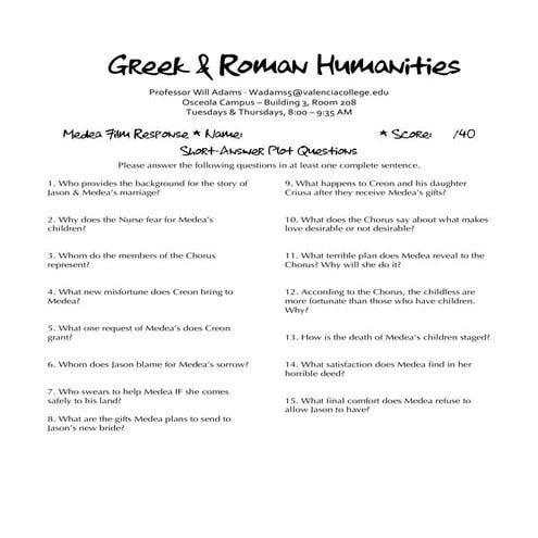 Hum2220 medea film response | PDF