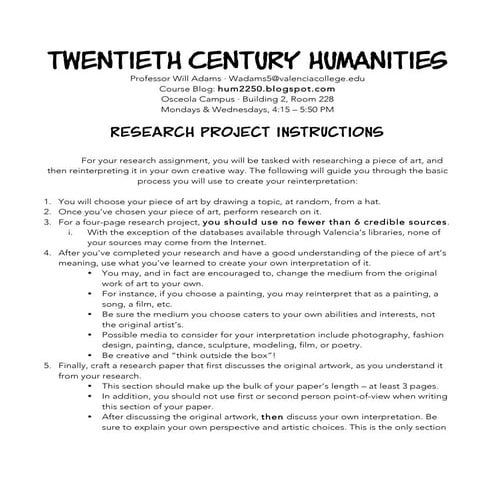 Arh2050 1745 research project instructions | PDF