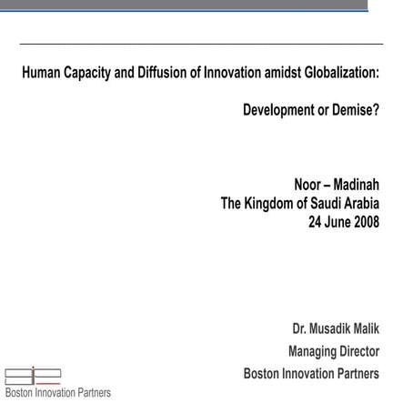 Human Capacity And Diffusion Of Innovation Amidst Globalization By Dr ...