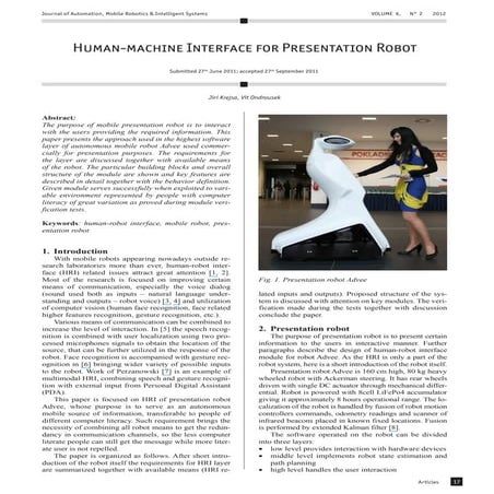 Human-Machine Interface For Presentation Robot | PDF