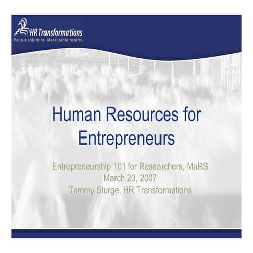 Human Resource for Entrepreneurs | PDF