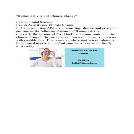 Human Activity and Climate ChangeEnvironmental ScienceHuman .docx