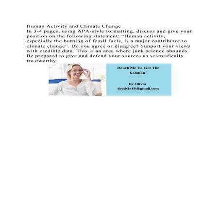 Human Activity and Climate ChangeIn 3-4 pages, using APA-style for.docx ...