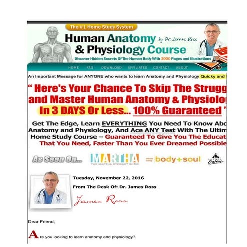 Human anatomy and physiology study course | PDF