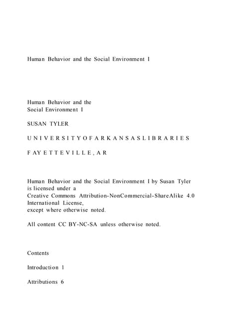Introduction to Human Behavior in the Social Environment Module 1 ...