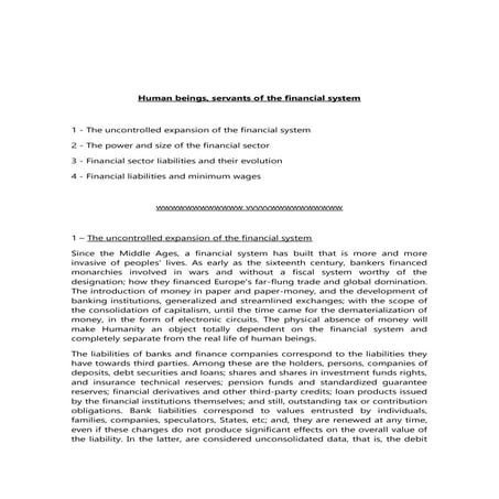 Human beings, servants of the financial system | PDF