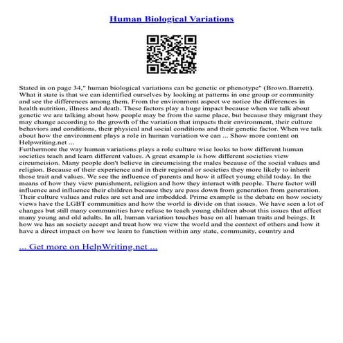 Human Biological Variations | PDF