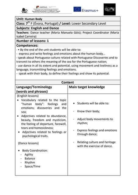 Human body lower secondary level lesson 1 pt | PDF | Education