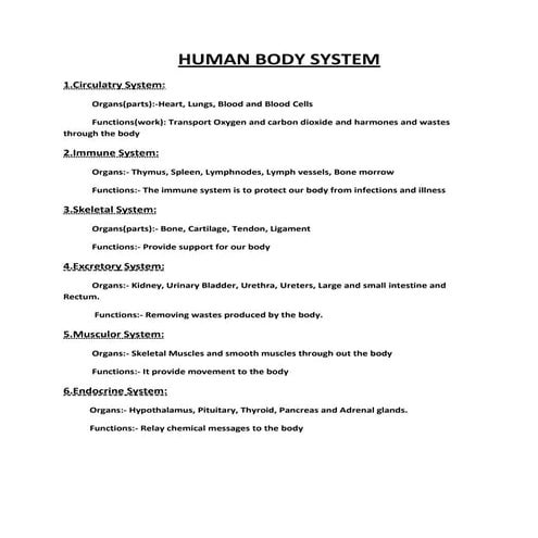 Human body system | PDF