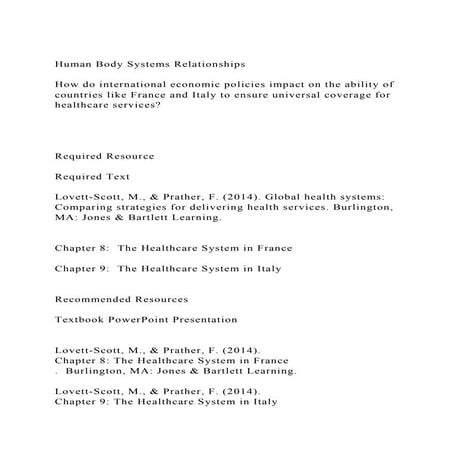 Human Body Systems RelationshipsHow do international economic .docx